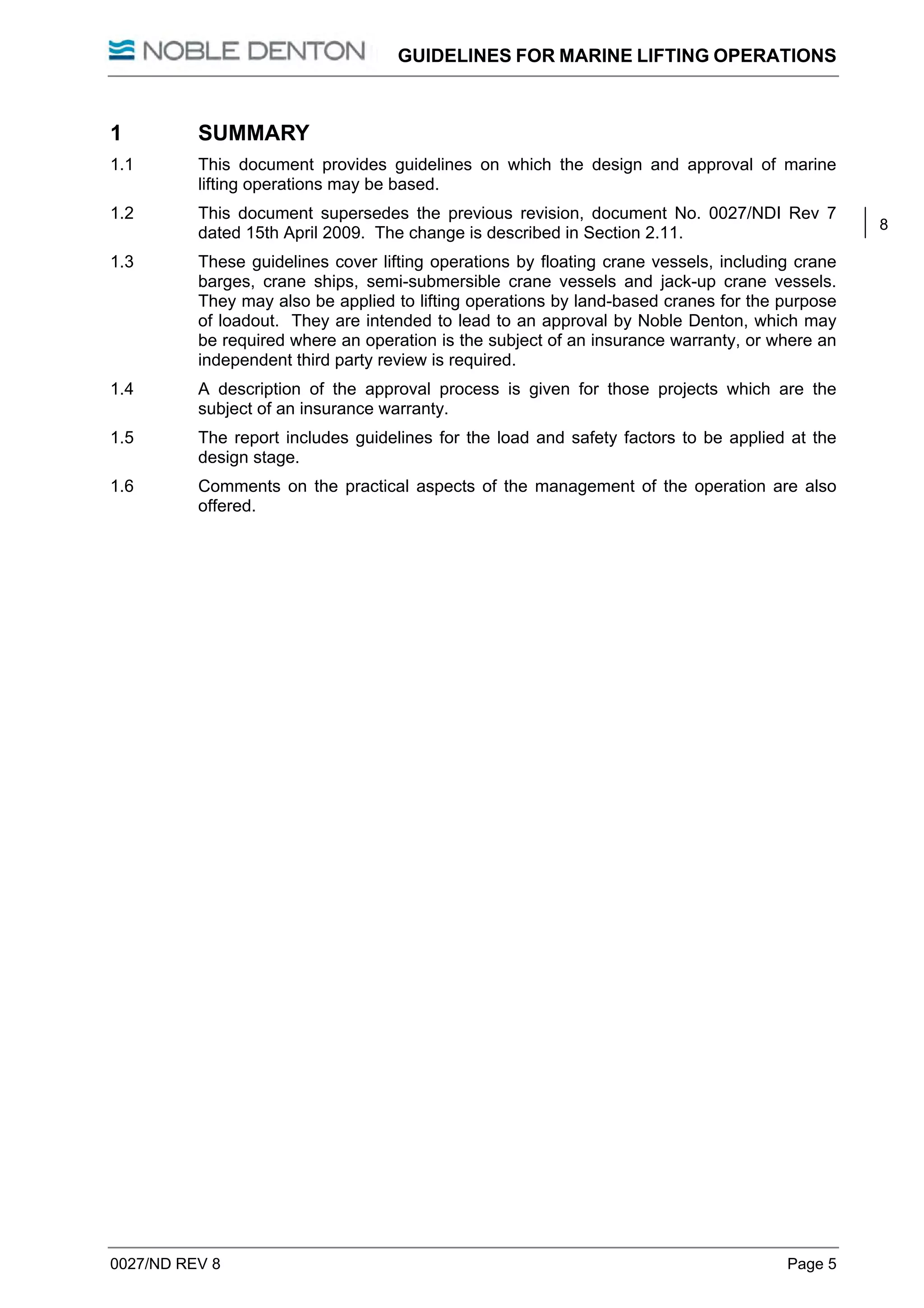 Guidelines for marine lifting operation noble denton | PDF