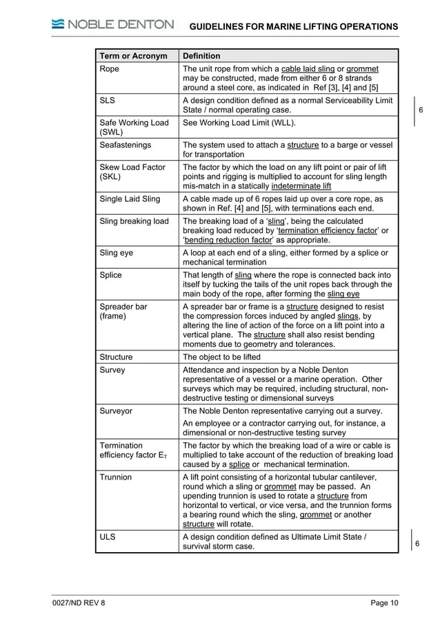 Guidelines for marine lifting operation noble denton | PDF