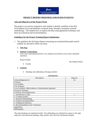 Guidelines for mentorship project report | DOC