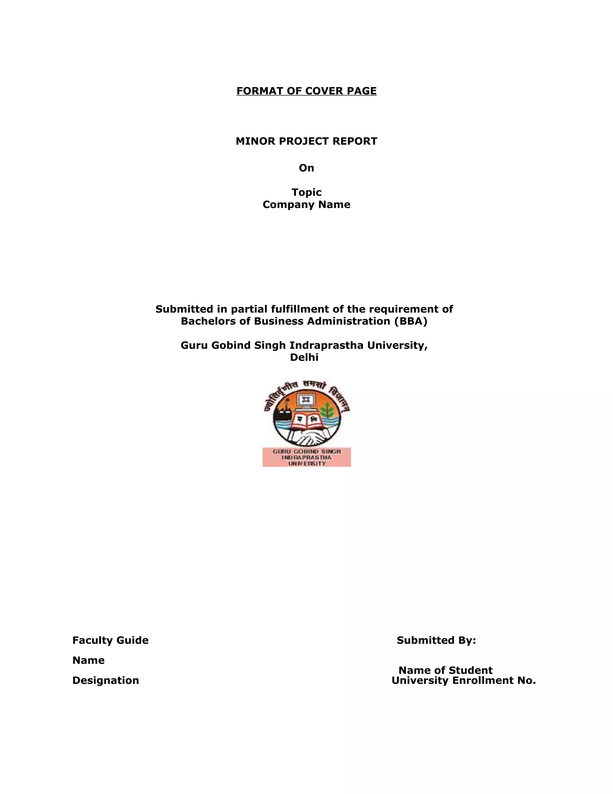 Guidelines for minor project report | DOC