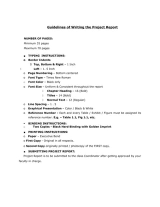 Guidelines for minor project report | DOC