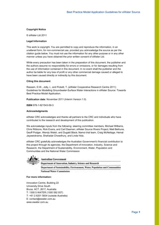 Guidelines for Modelling Groundwater Surface Water Interaction in eWater Source | PDF