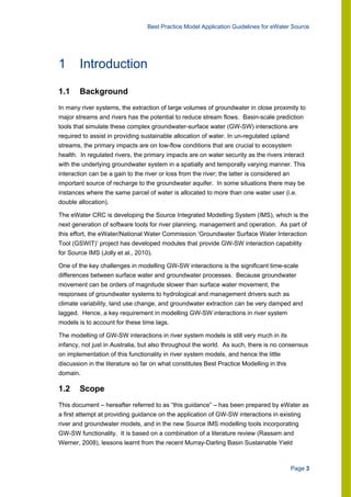 Guidelines for Modelling Groundwater Surface Water Interaction in eWater Source | PDF