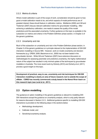 Guidelines for Modelling Groundwater Surface Water Interaction in eWater Source | PDF
