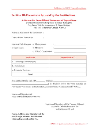 Guidelines for naac financial assistance final 28 02-2015 | PDF