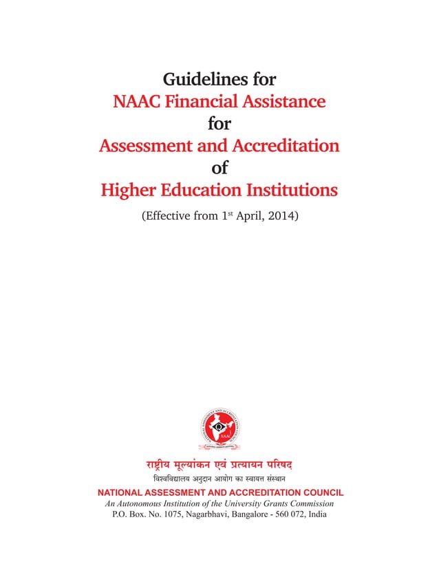 Guidelines for naac financial assistance final 28 02-2015 | PDF