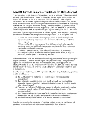 Guidelines for non-CO1 selection | PDF