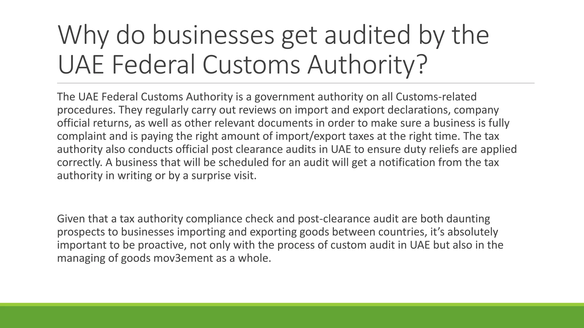 Guidelines for post clearance audit in uae | PPTX