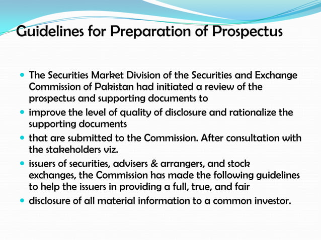 Guidelines for Preparation of Prospectus | PPTX | Stocks and Bonds ...