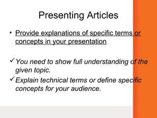 Guidelines for presenting articles | PPT