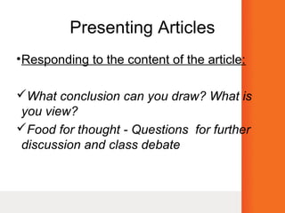 Guidelines for presenting articles | PPT
