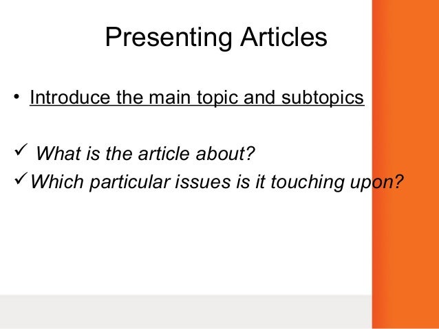 Guidelines for presenting articles