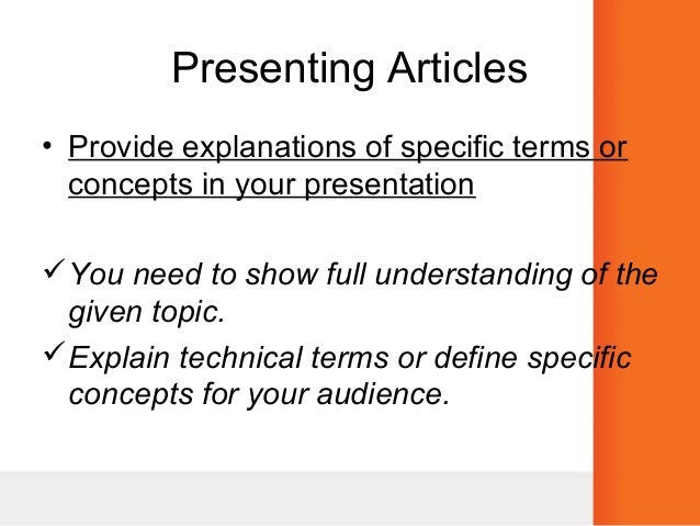 Guidelines for presenting articles