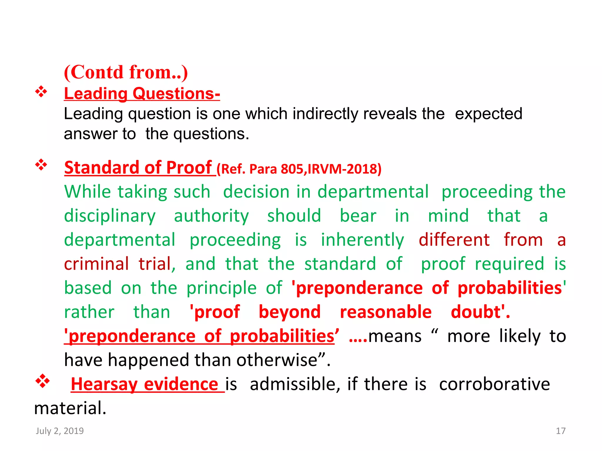 Guide lines for Presenting Officers of Departmental Inquiry in Railways ...
