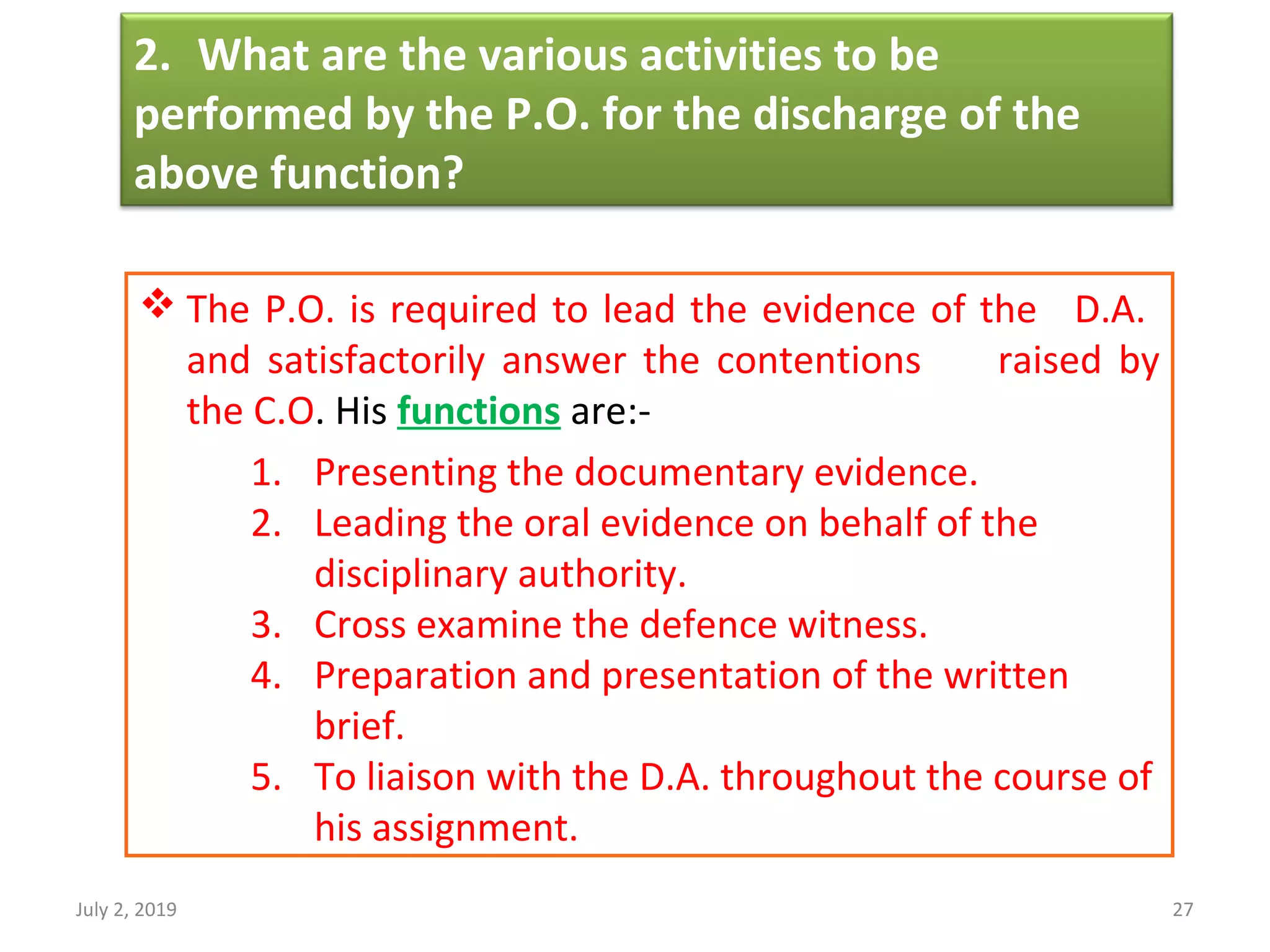 Guide lines for Presenting Officers of Departmental Inquiry in Railways ...