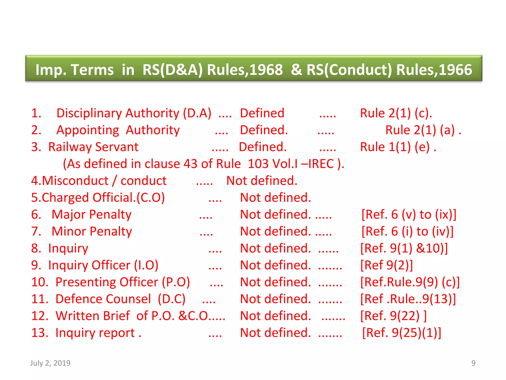 Guide lines for Presenting Officers of Departmental Inquiry in Railways ...