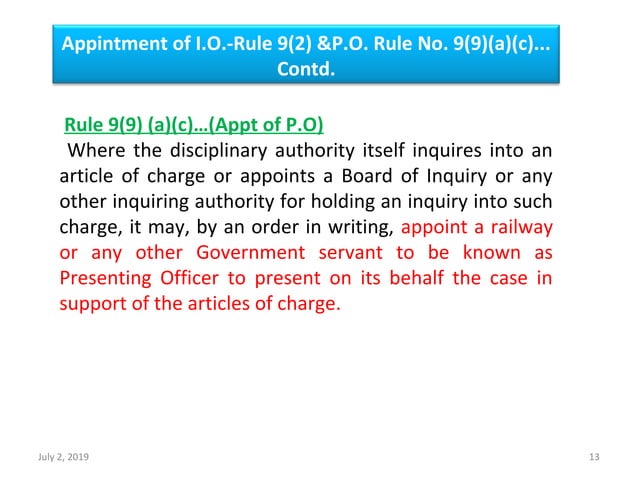Guide lines for Presenting Officers of Departmental Inquiry in Railways ...