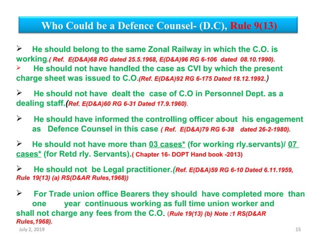 Guide lines for Presenting Officers of Departmental Inquiry in Railways ...