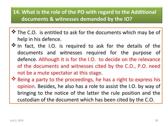 Guide lines for Presenting Officers of Departmental Inquiry in Railways ...