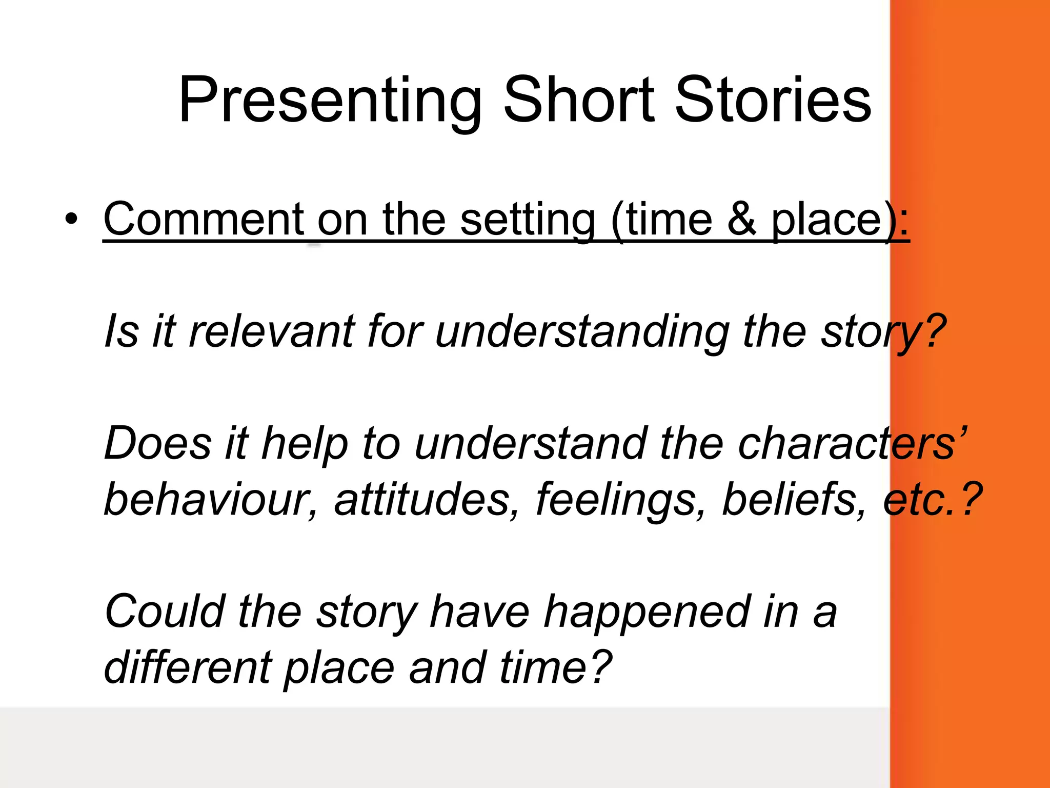 Guidelines for presenting short stories | PPT