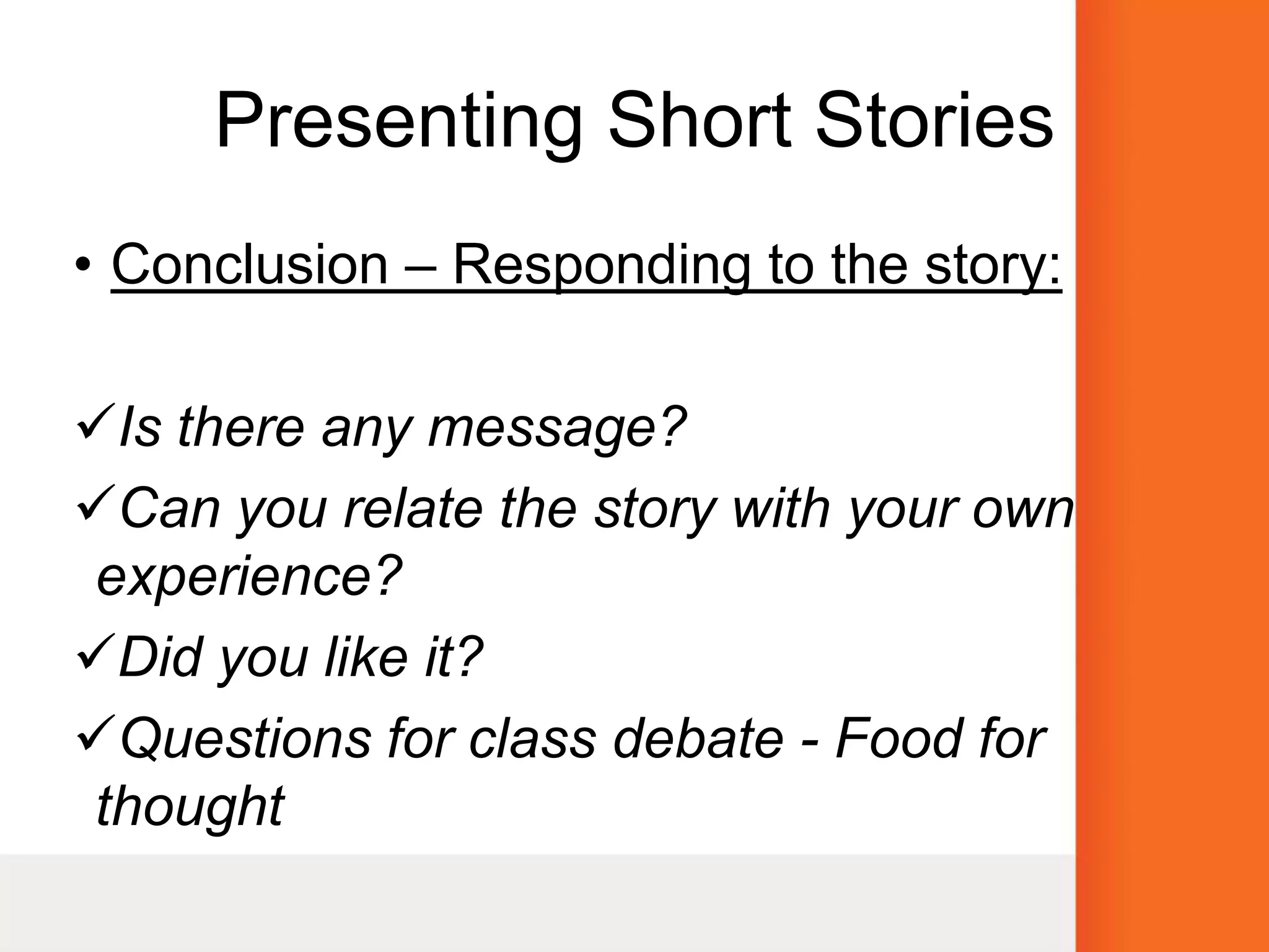 Guidelines for presenting short stories | PPT