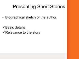 Guidelines for presenting short stories | PPT