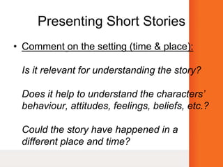 Guidelines for presenting short stories | PPT