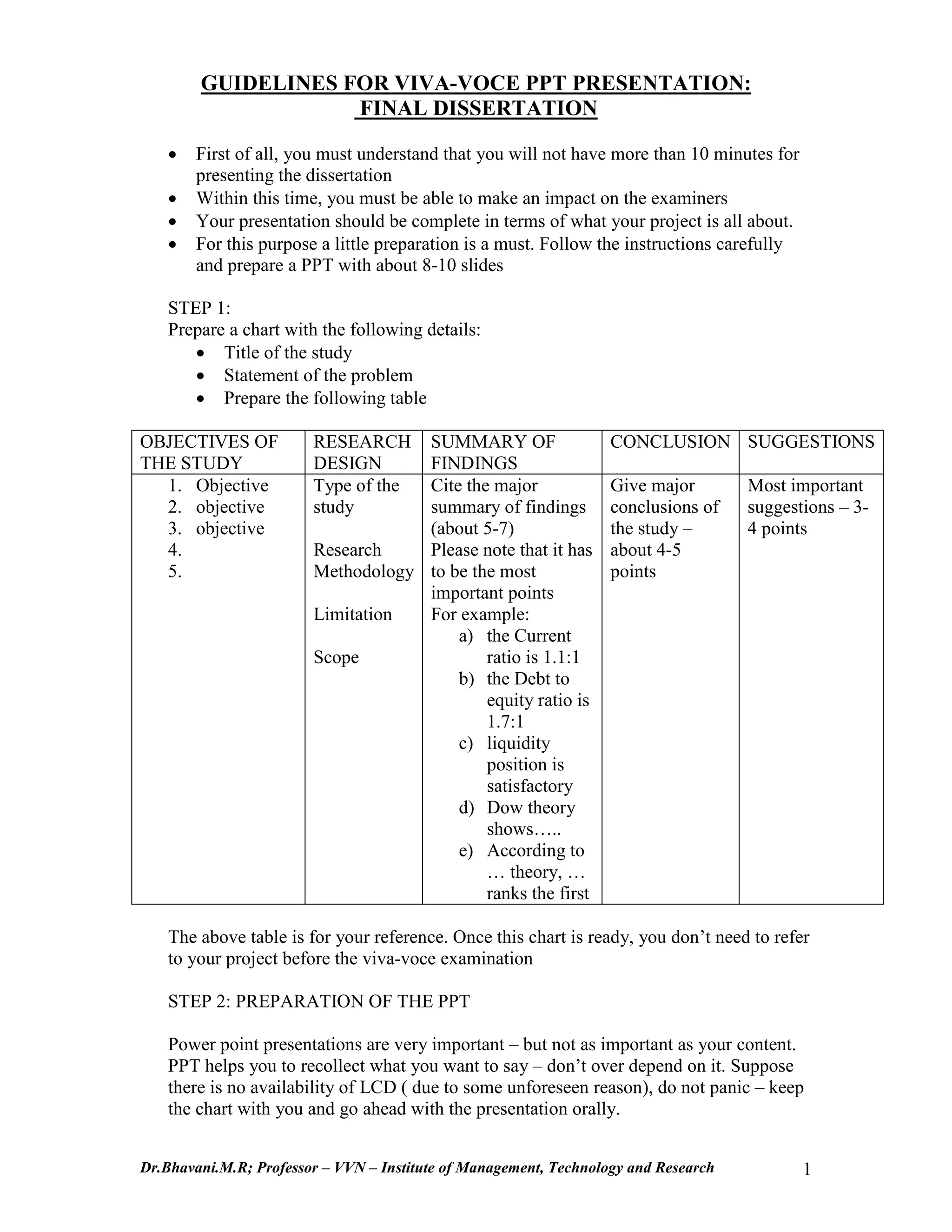 MBA VIVA-VOCE GUIDELINES | PDF