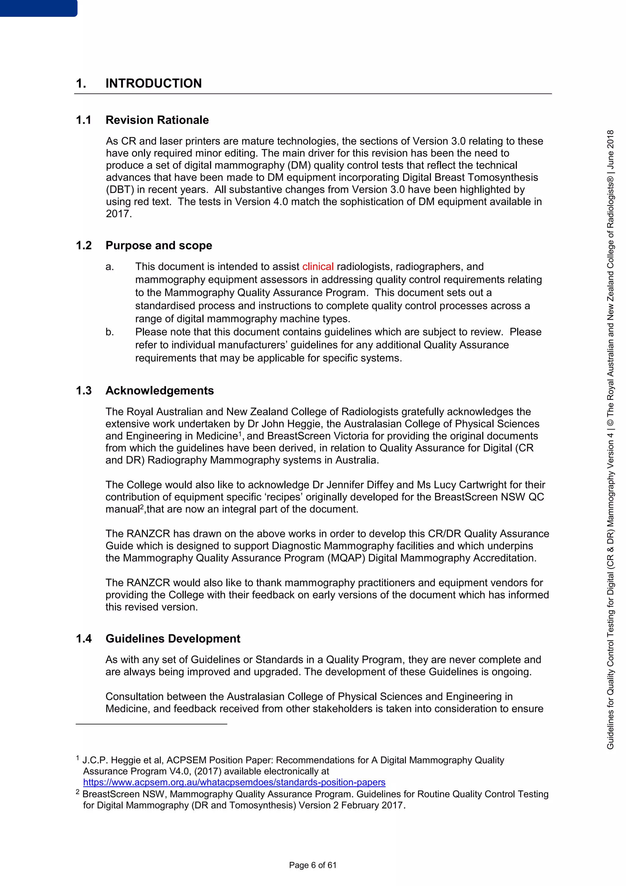 Guidelines for quality control testing for digital cr dr mammography v4 ...