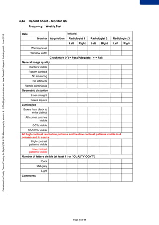 Guidelines for quality control testing for digital cr dr mammography v4 ...