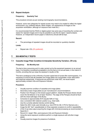 Guidelines for quality control testing for digital cr dr mammography v4 ...