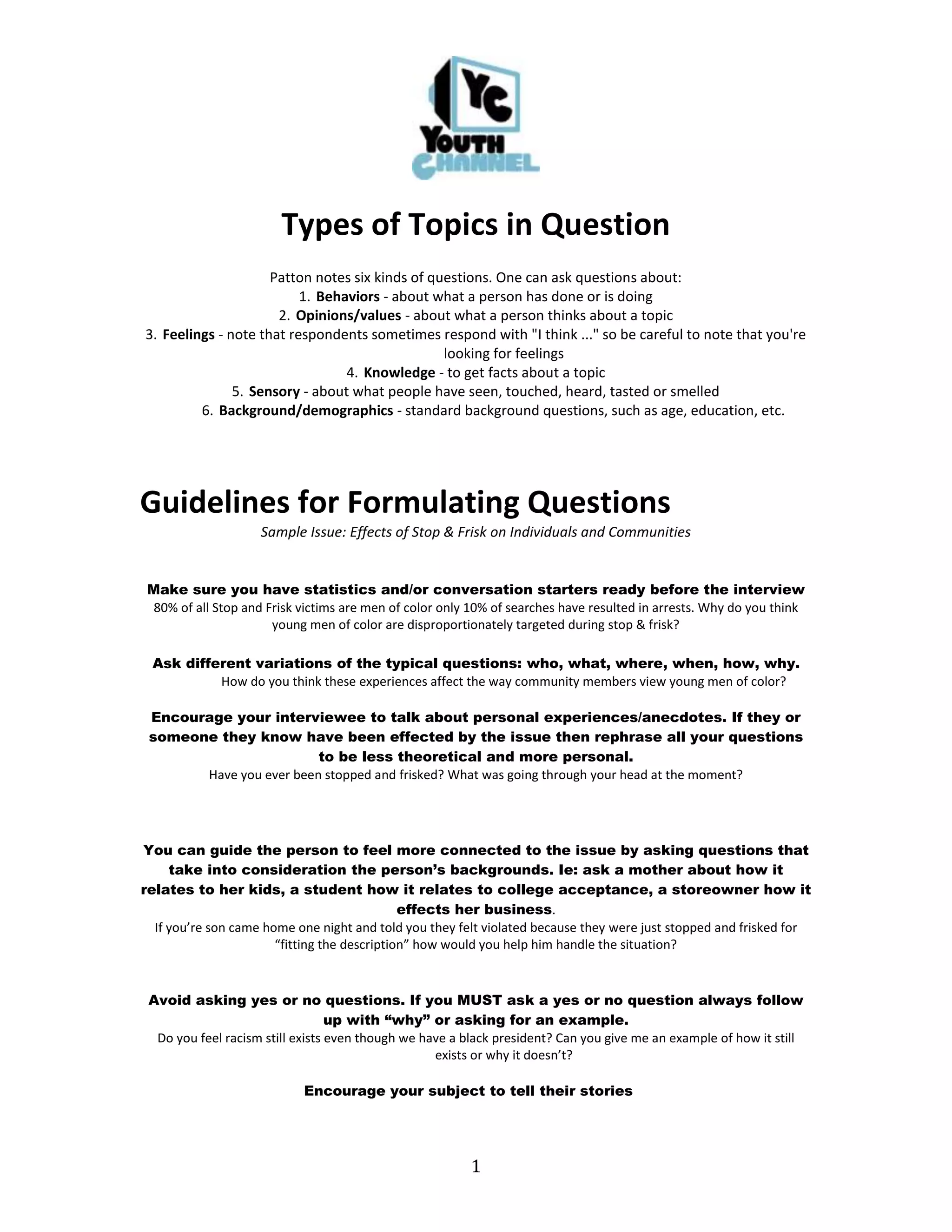 Guidelines for questions al | PDF