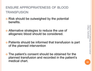 Guidelines for rational use of blood | PPTX