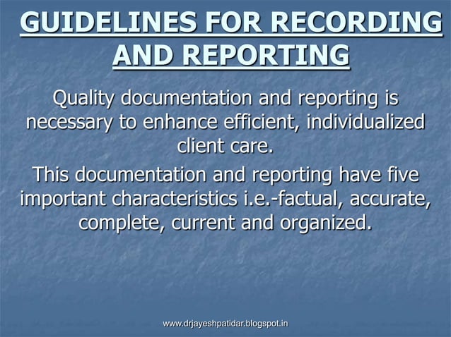 Guidelines for recording and reporting | PPSX