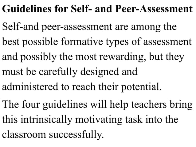 Guidelines for self and peer-assessment | PPTX