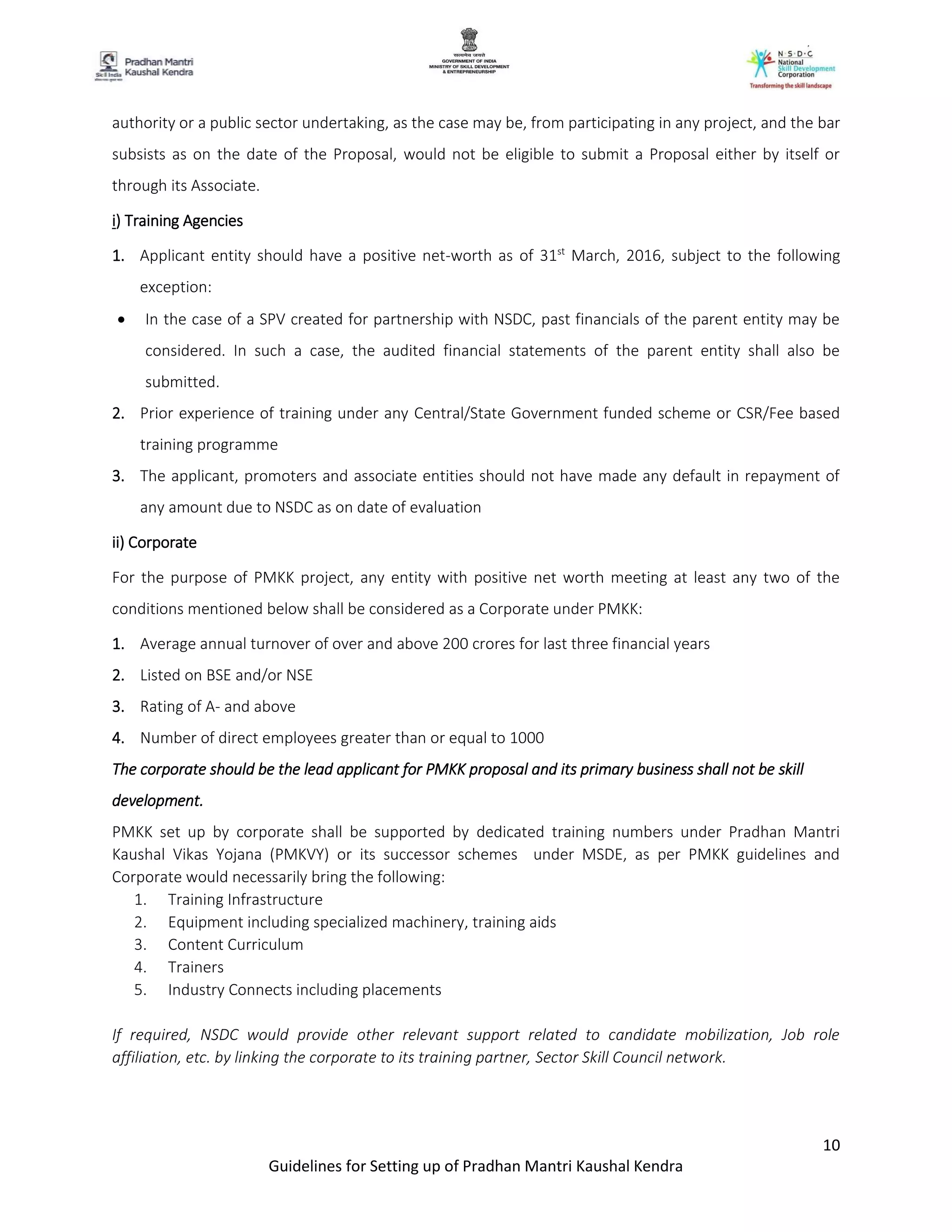 Guidelines for setting up of pradhan mantri kaushal kendra ( PMKK ) | PDF