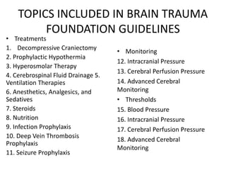 Guidelines for severe traumatic brain injury4 | PPTX