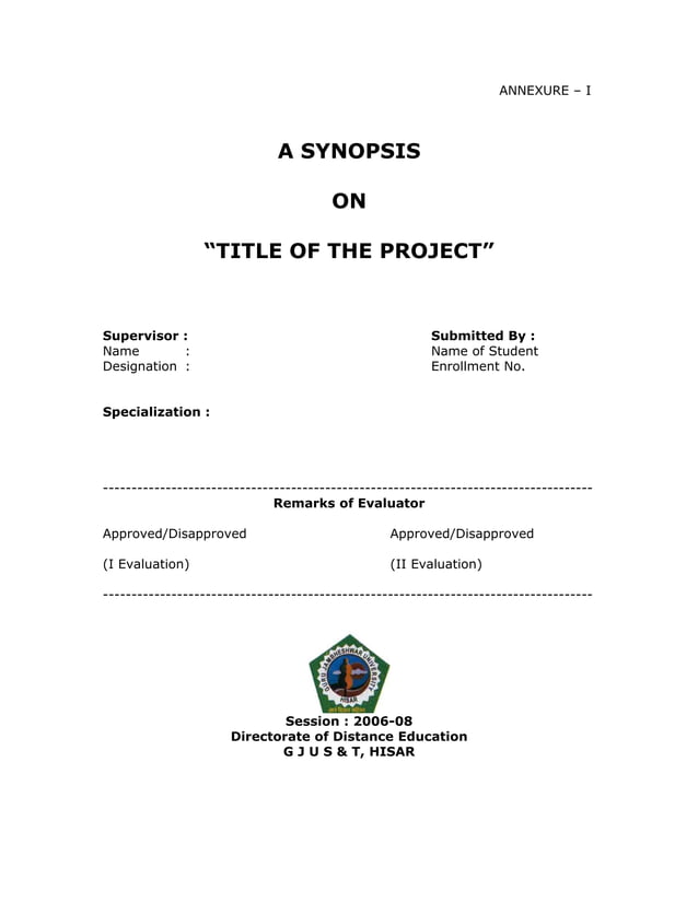 Guidelinesfor synopsisproject | PDF