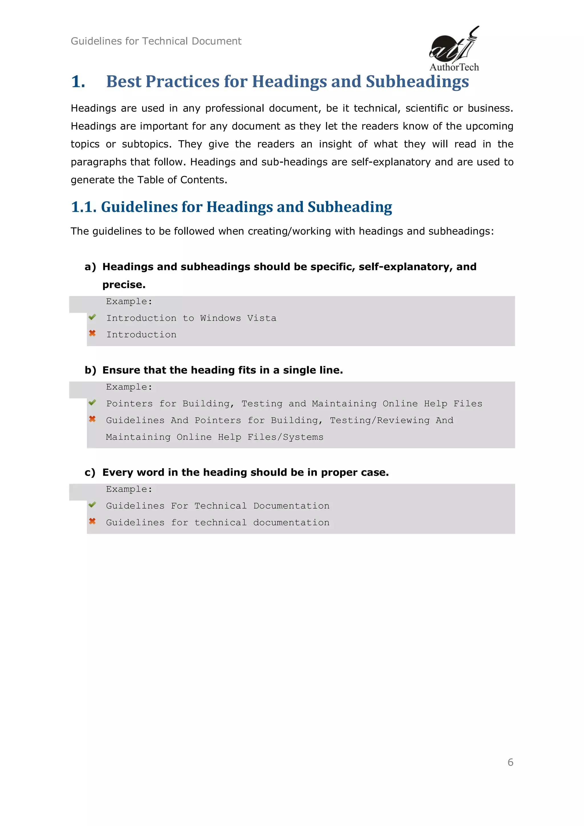 Guidelines for technical writing documents | PDF