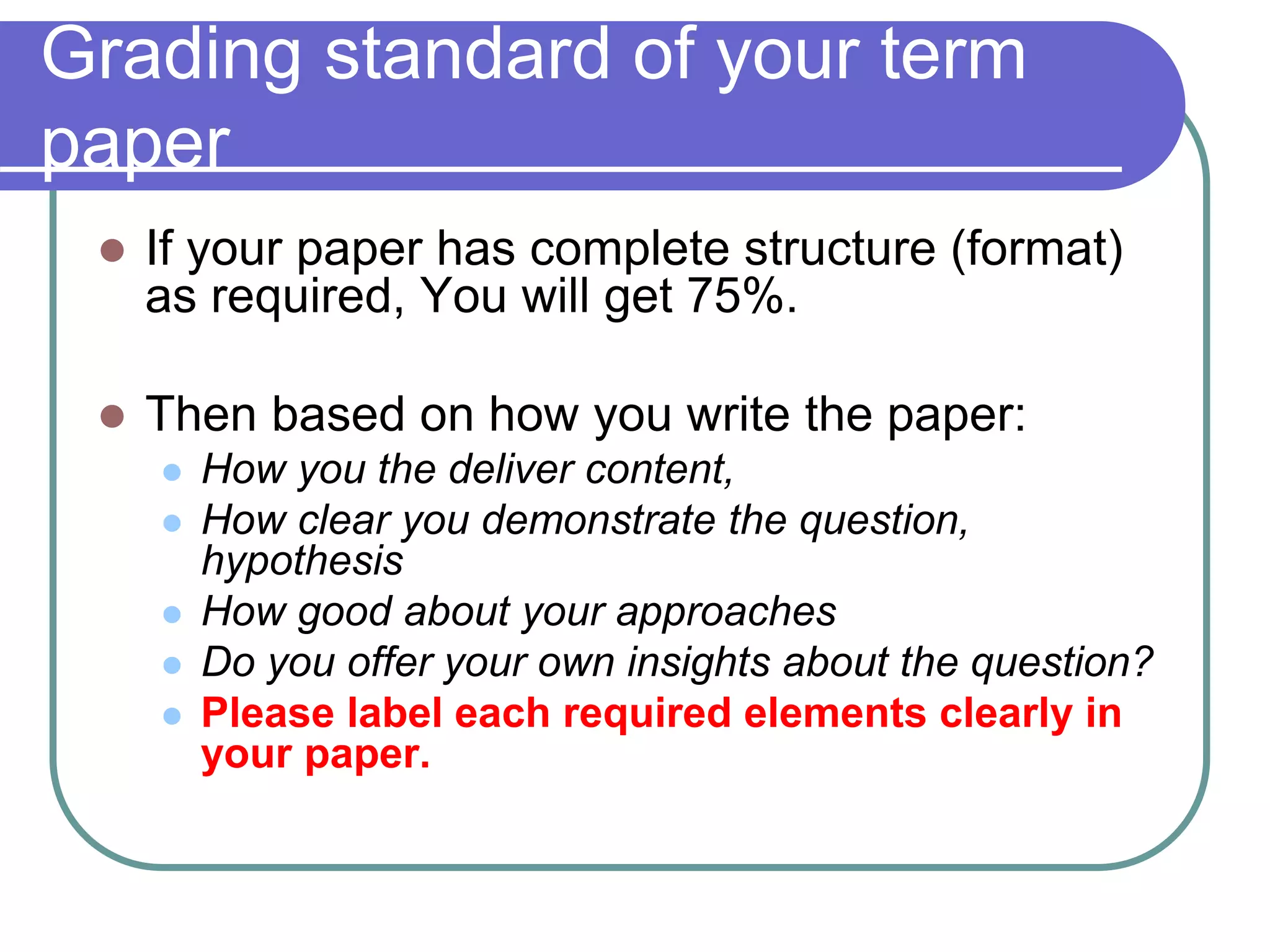 Guidelines for term paper | PPT