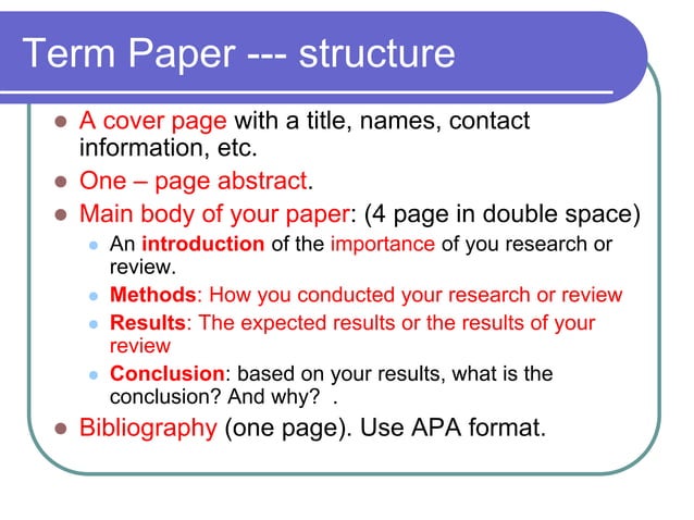 Guidelines for term paper | PPT