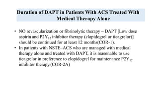 Antiplatelets in IHD, Dose Duration, DAPT vs SAPT | PPTX