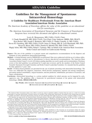 Guidelines for the management of spontaneous ich | PDF
