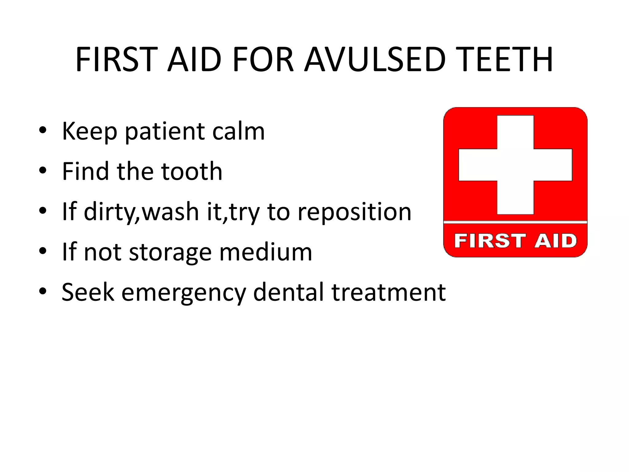 Guidelines for the management of traumatic dental injuries.ii.avulsion ...