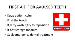 Guidelines for the management of traumatic dental injuries.ii.avulsion ...