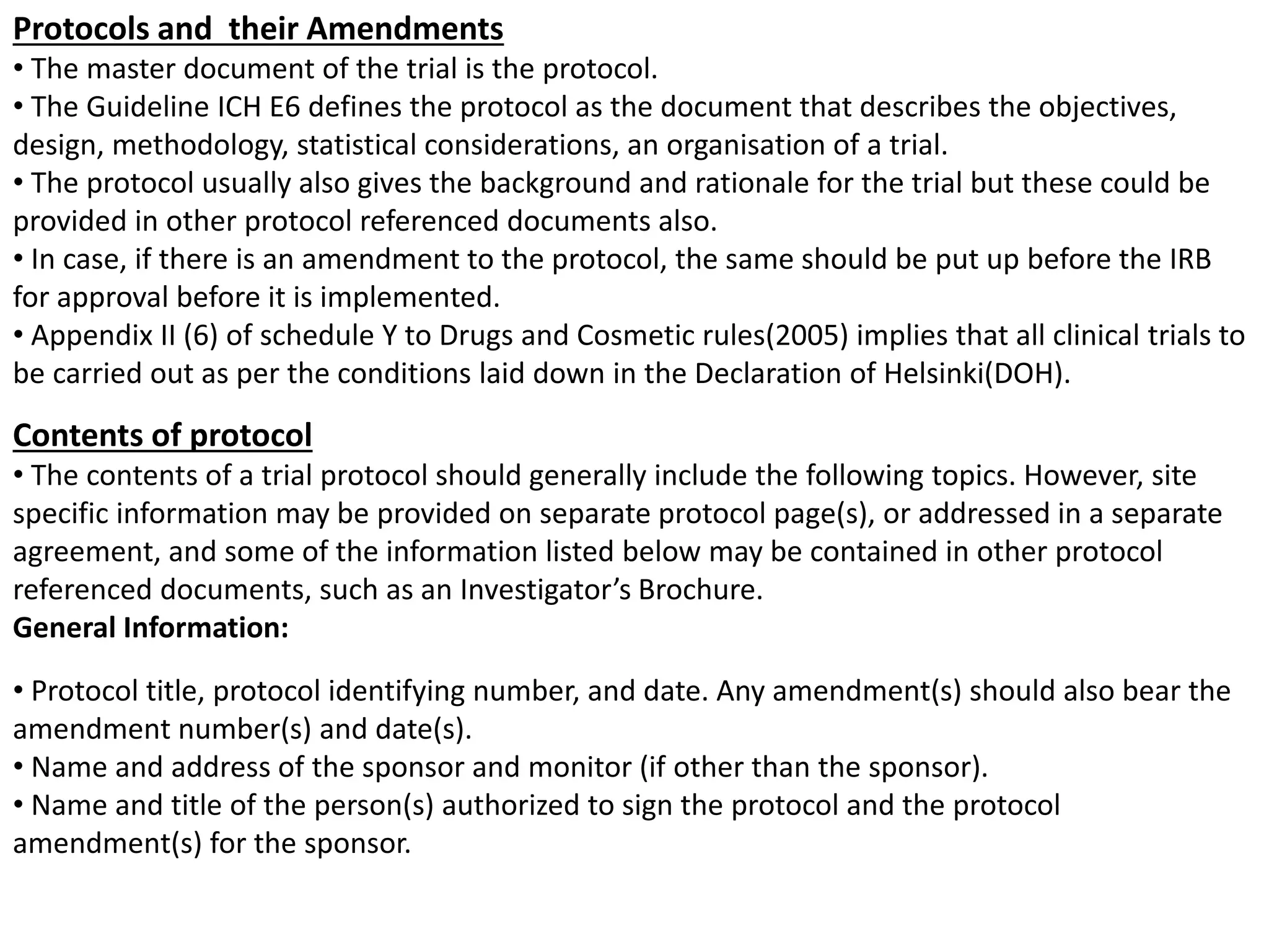 Guidelines for the preparation of protocol and documents in clnical ...