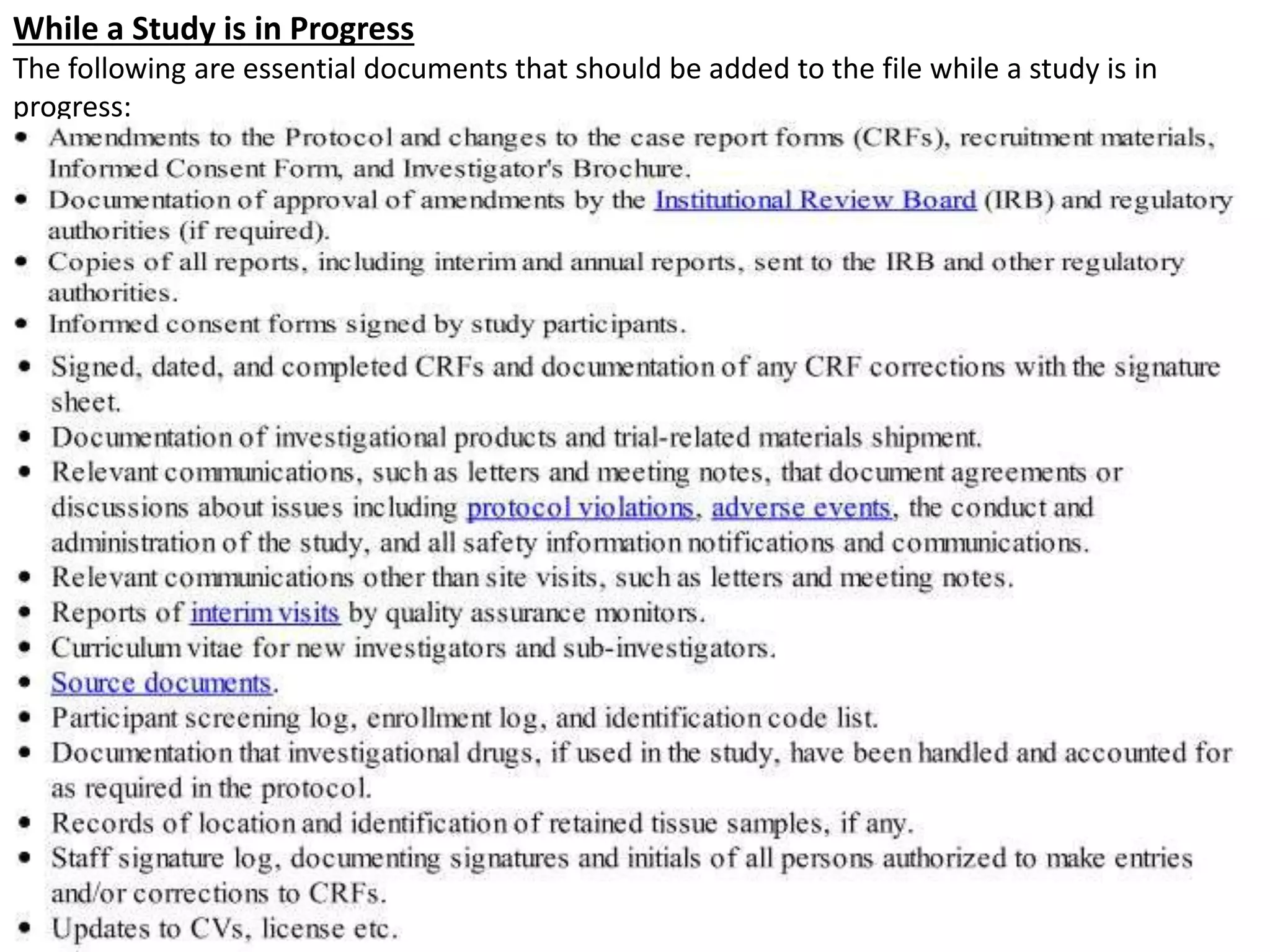 Guidelines for the preparation of protocol and documents in clnical ...