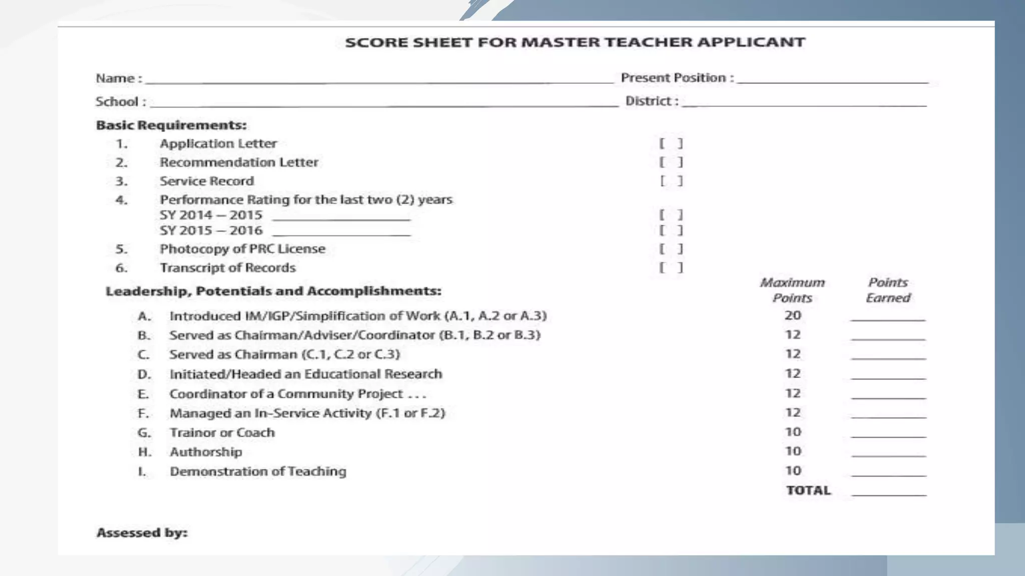 Guidelines for the reclassification and promotion to Master Teacher | PPTX