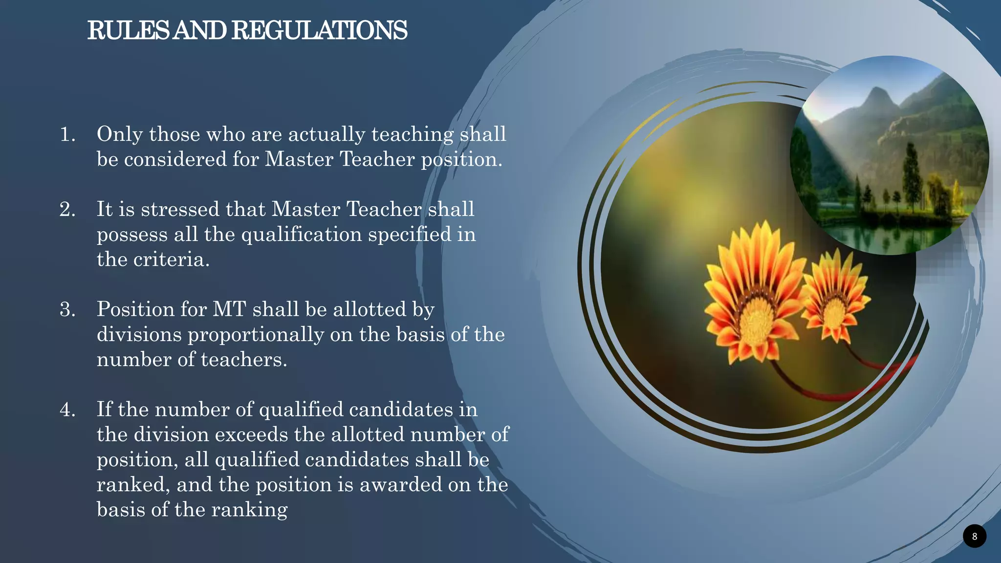 Guidelines for the reclassification and promotion to Master Teacher | PPTX