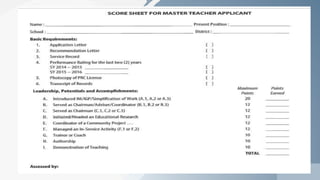 Guidelines for the reclassification and promotion to Master Teacher | PPTX